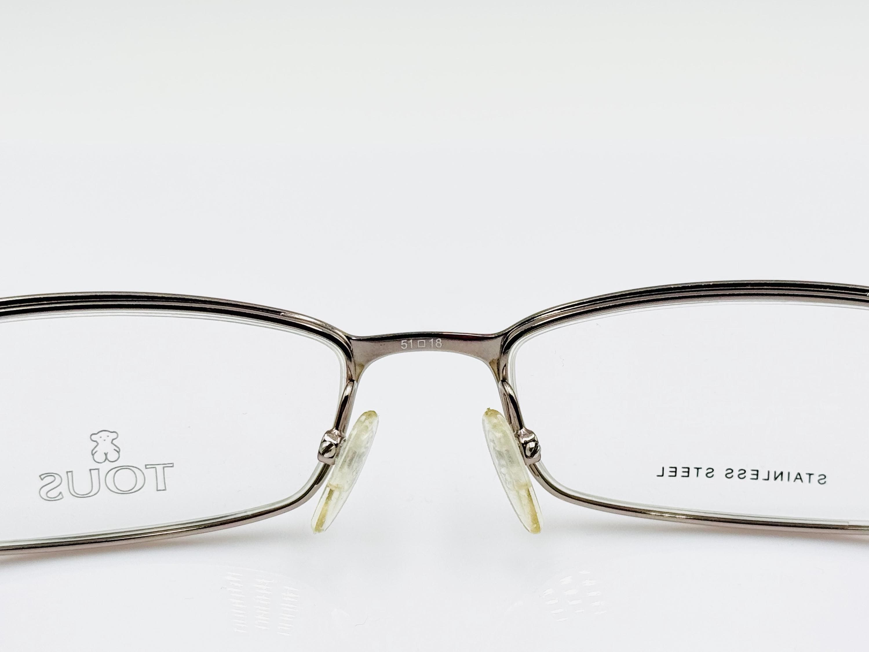 TOUS Y2K Rectangle Eyeglasses, Unique Silver Optical Frame, Women’s ...
