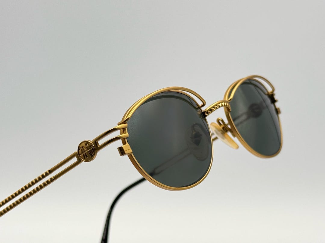 Jean Paul Gaultier 58-6104 Vintage Gold Unique Oval Sunglasses, Men’s ...