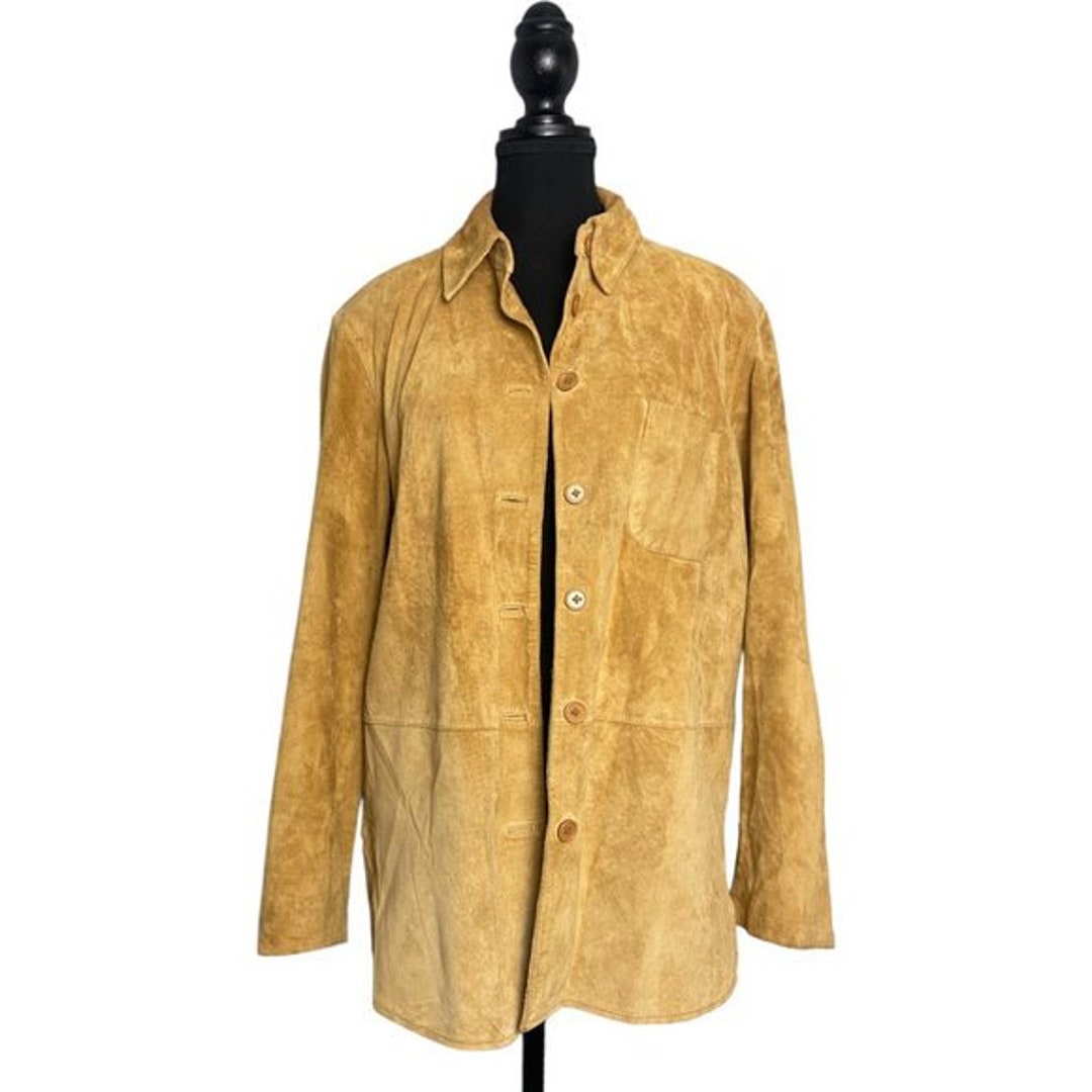 Vintage 90s Tan Suede Button Down Shacket - Etsy