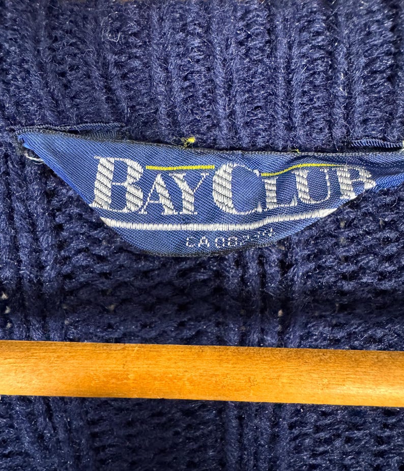 Vintage 90s Bay Club Chunky Knit Cardigan Large Fisherman Grandpa Core ...
