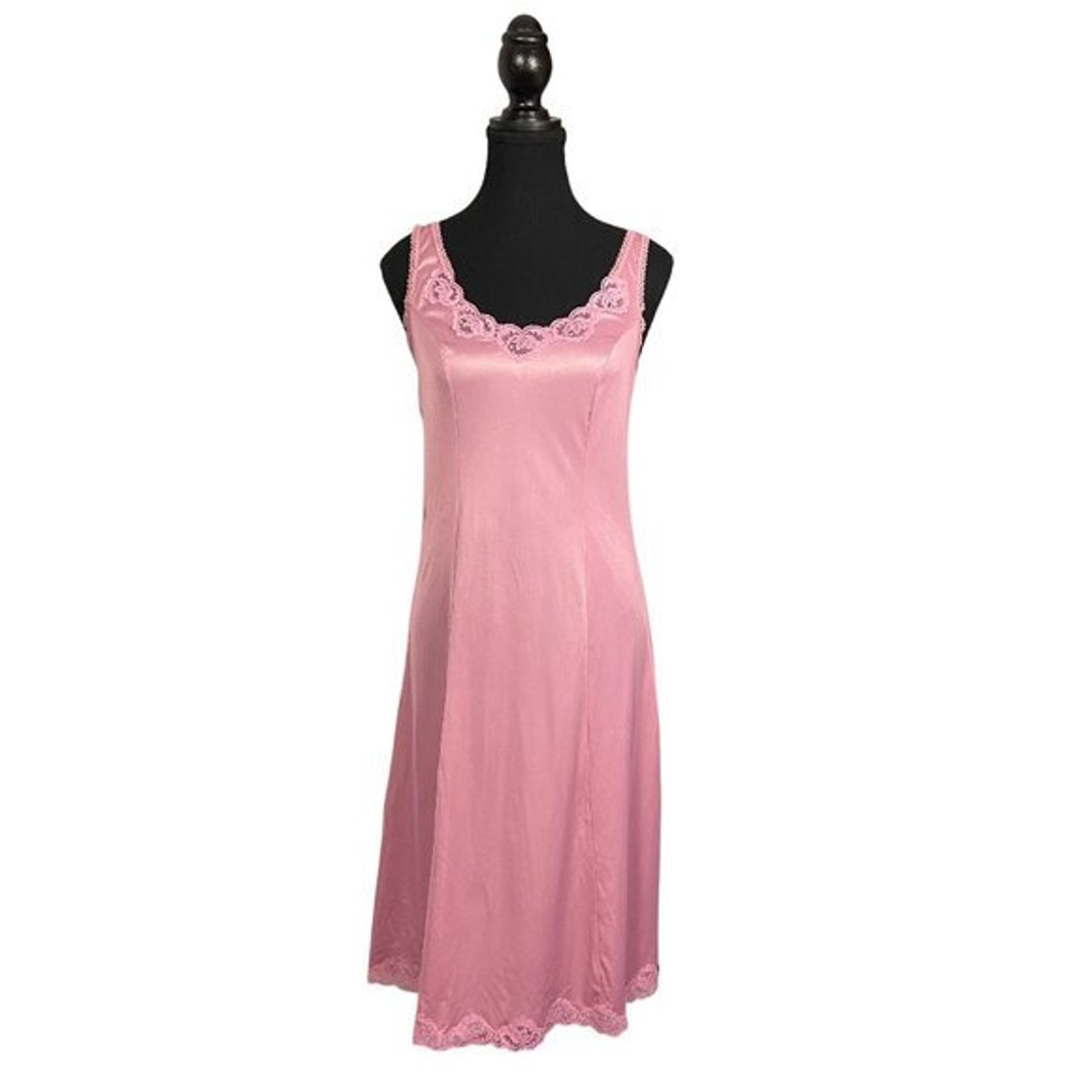 Vintage Sears Nylon Pink Slip Dress, Feminine Midi Length, Classic 90s ...