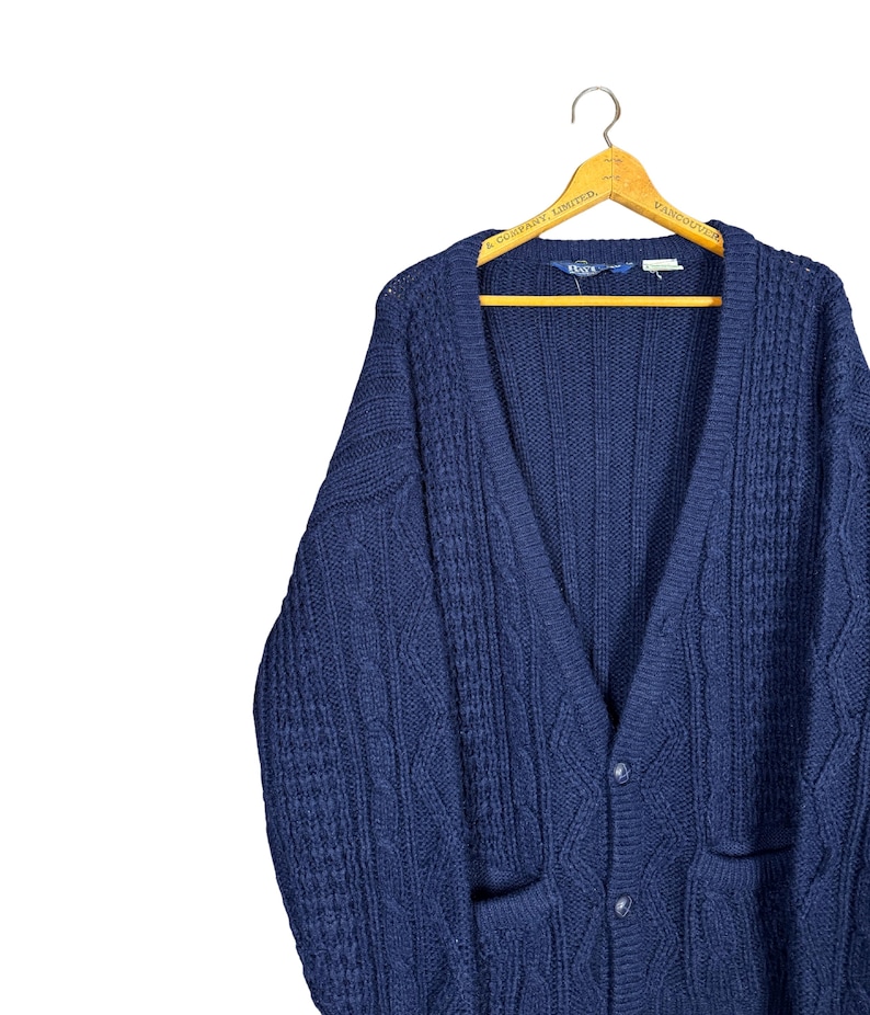 Vintage 90s Bay Club Chunky Knit Cardigan Large Fisherman Grandpa Core ...