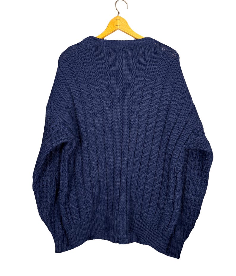 Vintage 90s Bay Club Chunky Knit Cardigan Large Fisherman Grandpa Core ...