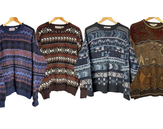 Dark Grunge 90's / Indie / Cabincore Patterned Oversized Cozy Pullover ...