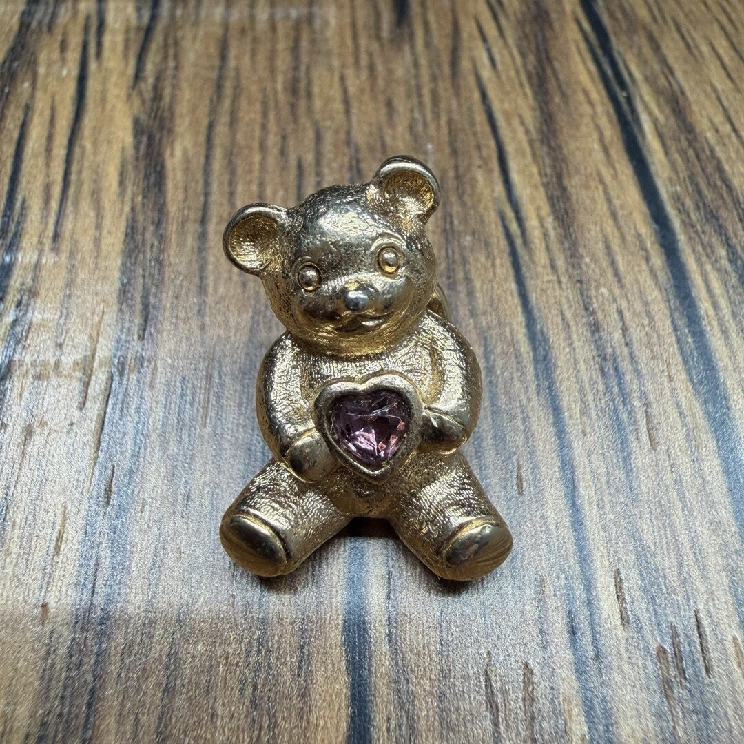 Vintage Avon February Birthstone Bear Tac Pin Purple Heart Amethyst - Etsy