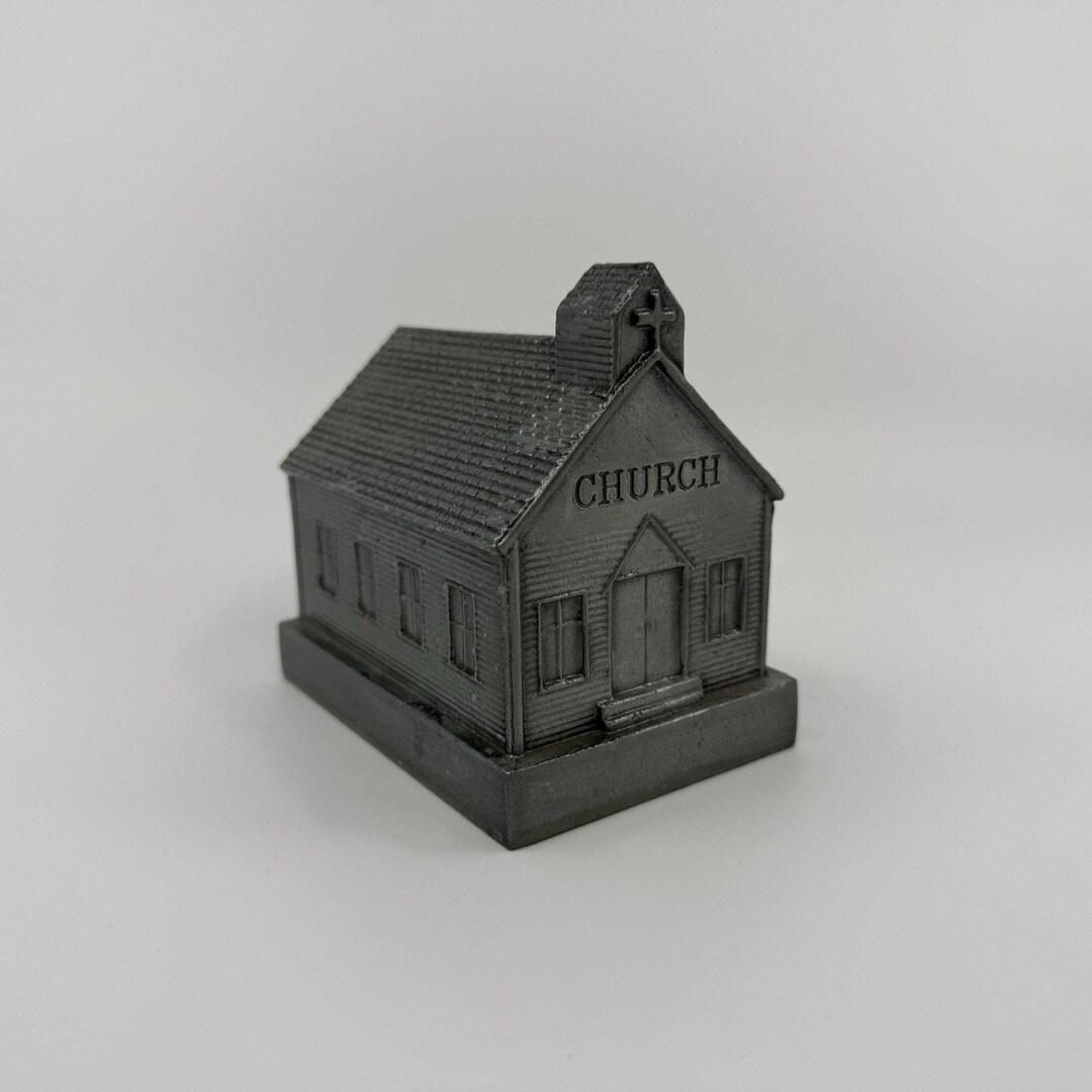 Vintage 1974 Banthrico Church Coin Bank Metal Silver Tone Piggy Bank ...