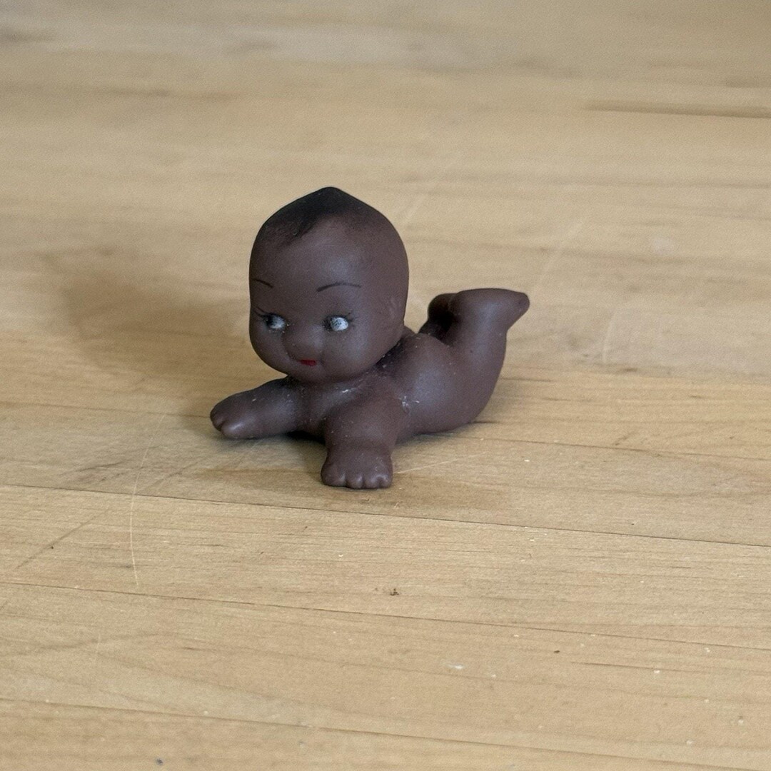 Vintage African American Kewpie Baby Figurine Rubber Doll Crawling Pose ...