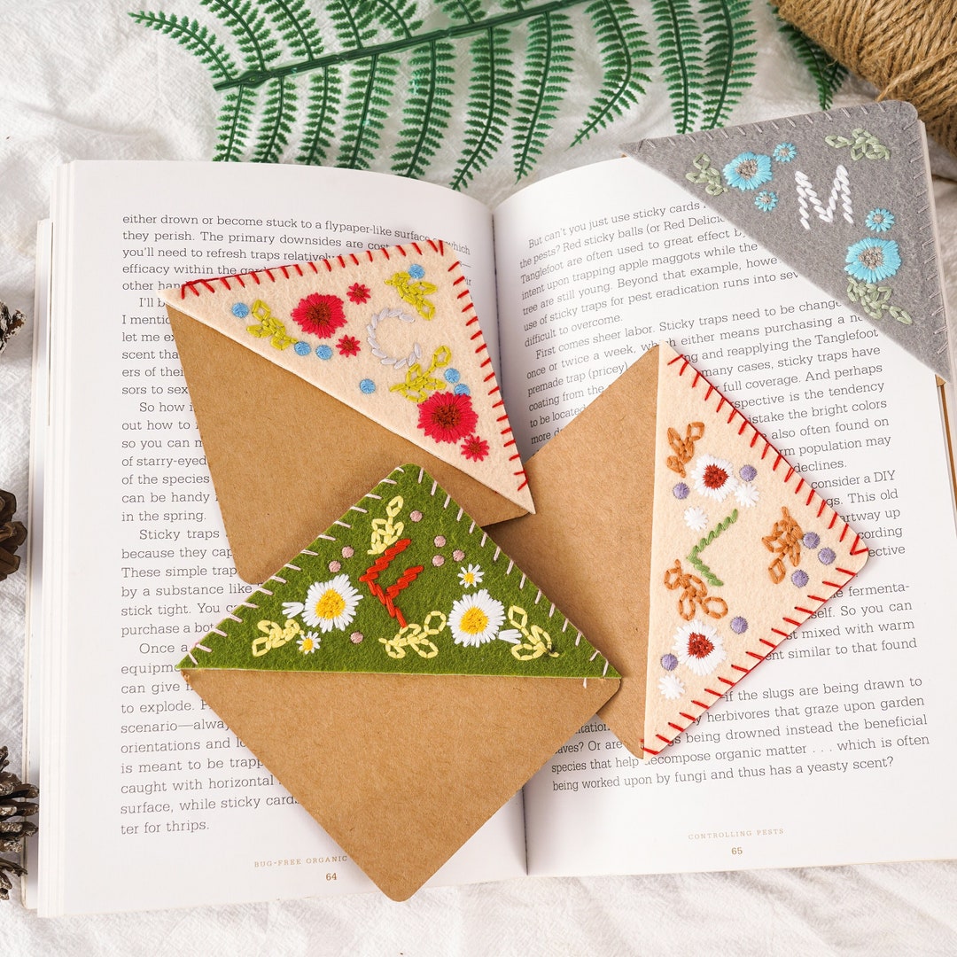 Personalized Initial Bookmark, Custom Embroidered Letter Corner ...