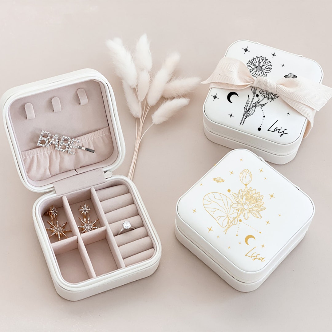 Personalized Jewelry Box, Custom Name Jewelry Box With Birth Month ...
