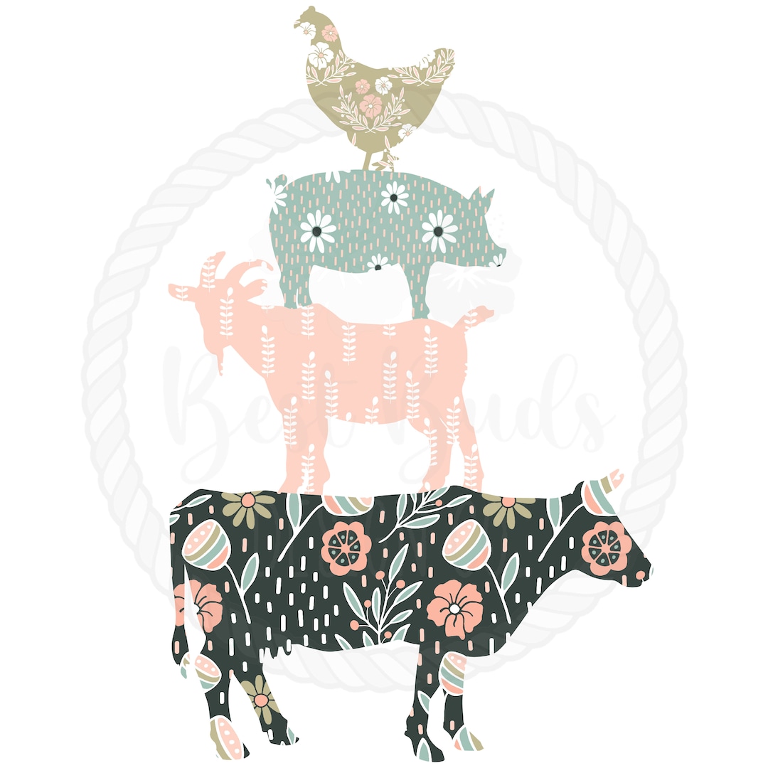 Farm Animals With Patterns PNG Design - Etsy