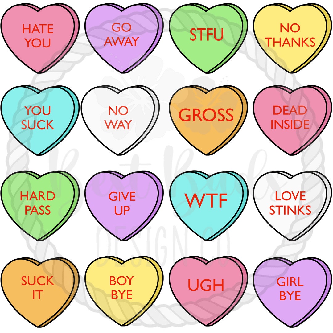 Candy Hearts Mean Sayings PNG Design - Etsy
