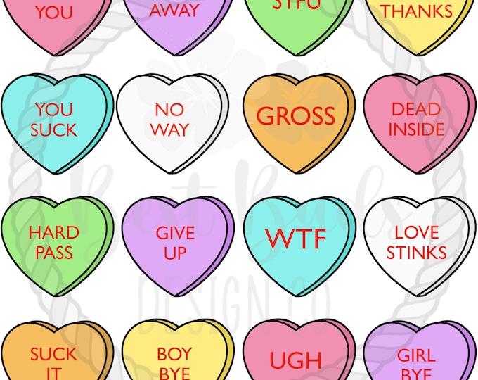 Candy Hearts With Nice Sayings PNG Design - Etsy Canada