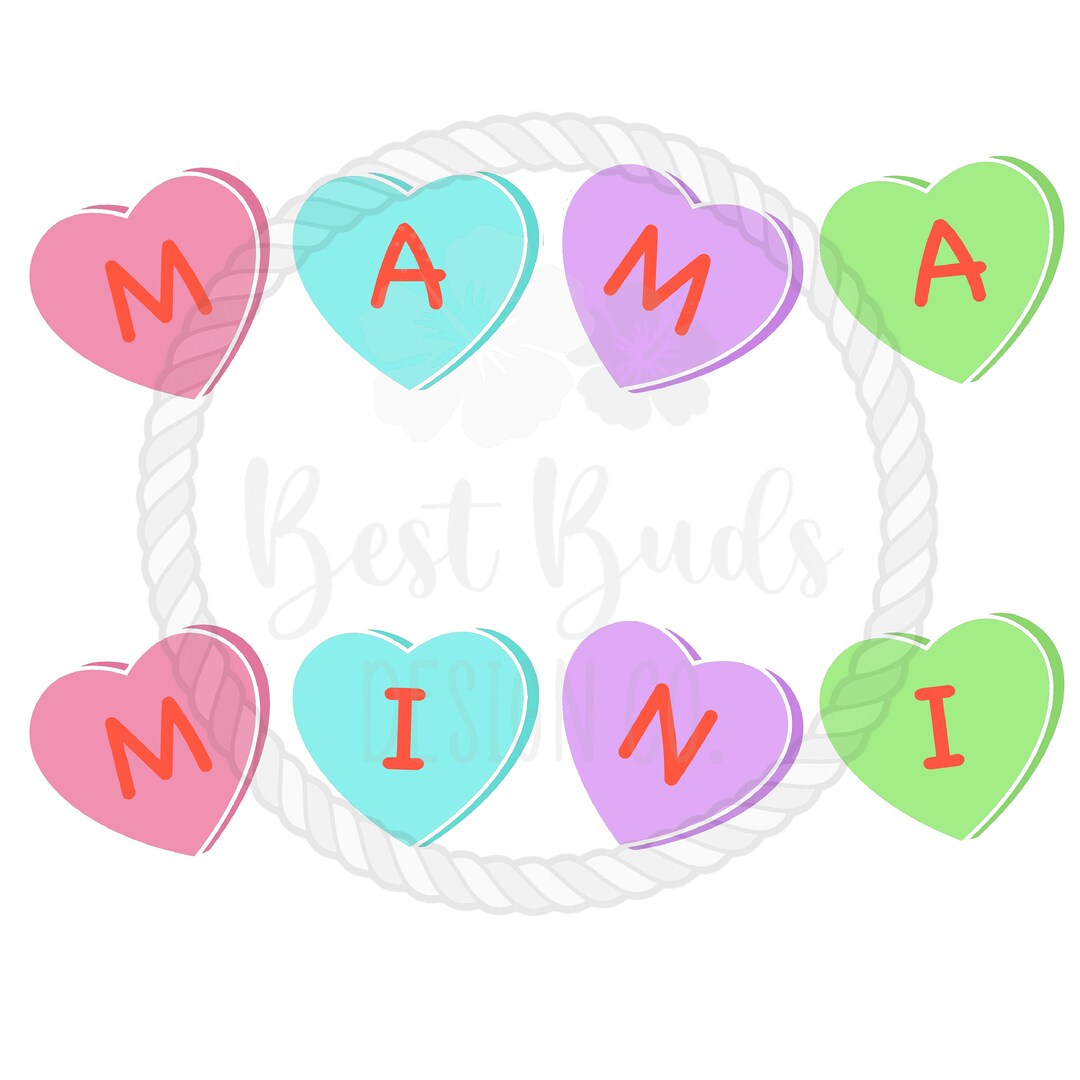 Mama and Mini Conversation Heart PNG Design No Outline - Etsy