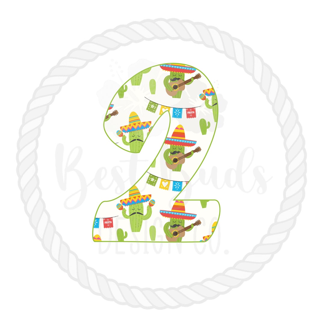 Cactus Fiesta Number Two 2 PNG Design Digital Doanload - Etsy