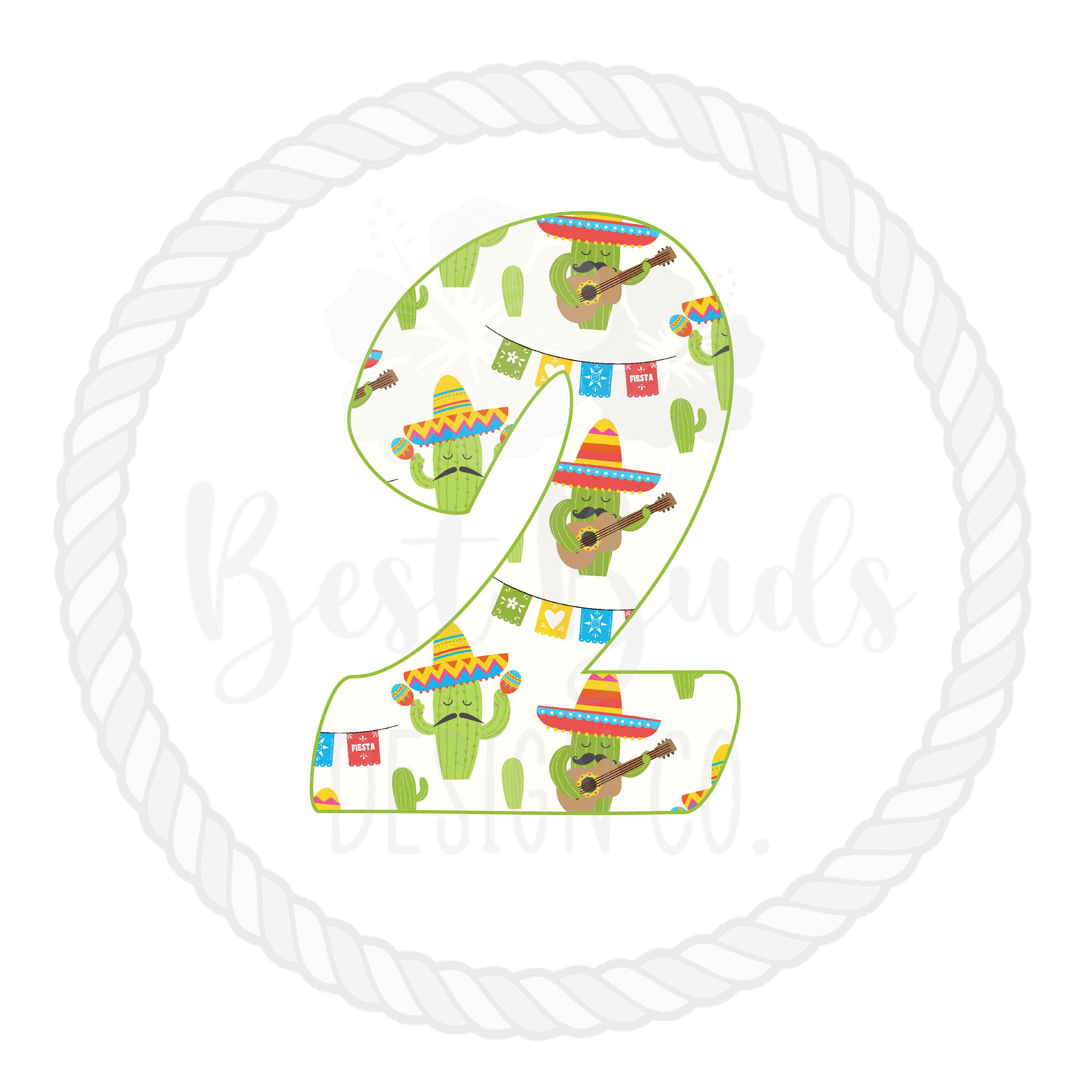 Cactus Fiesta Number Two 2 PNG Design Digital Doanload - Etsy