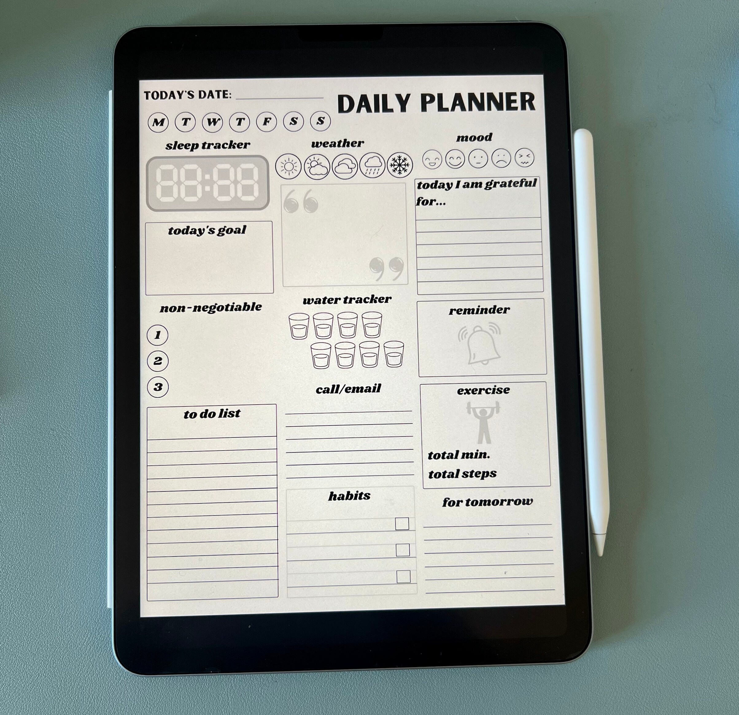 Digital Daily Planner for Goodnotes, Notability, Etc. on iPad | Undated ...