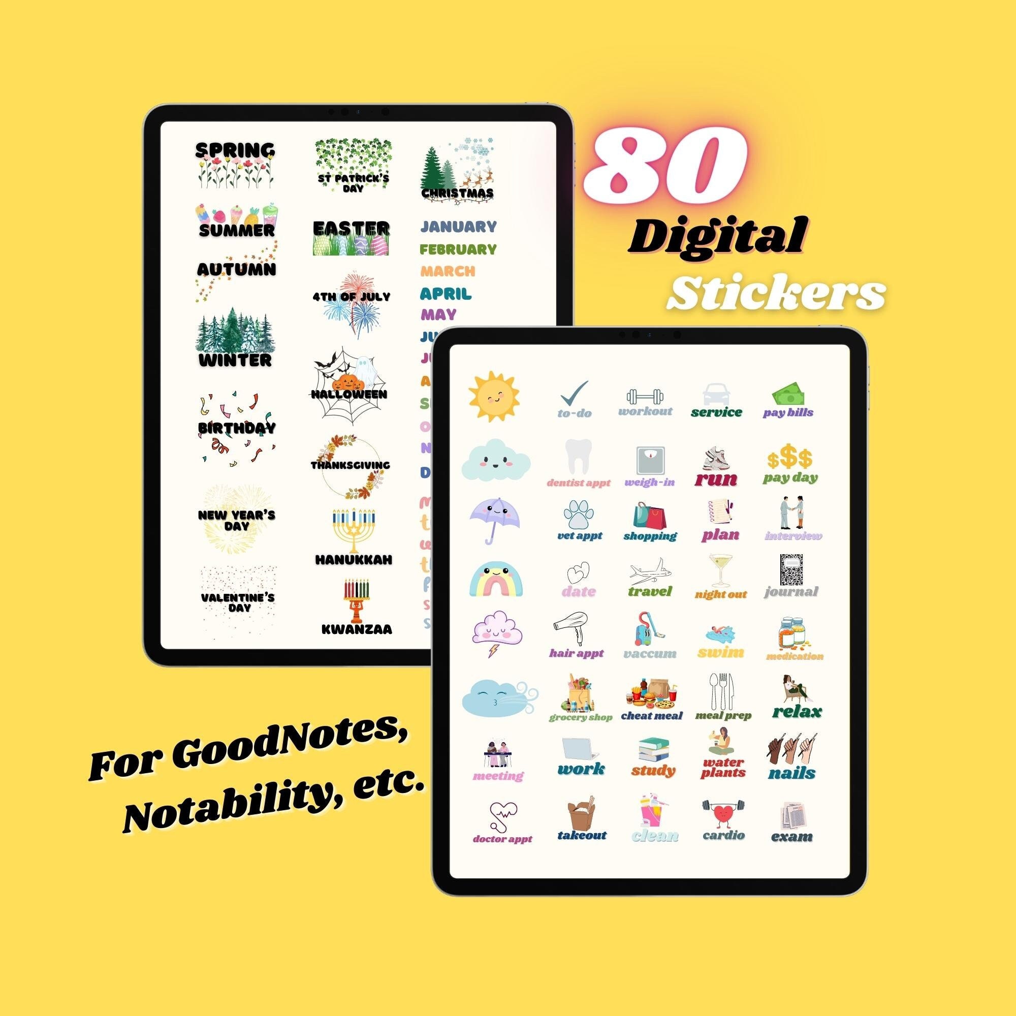 Lifestyle Digital Stickers for Goodnotes, Notability, Etc. - Etsy
