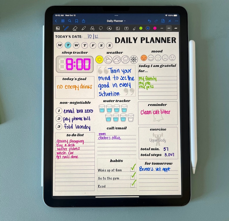 Digital Daily Planner for Goodnotes, Notability, Etc. on iPad | Undated ...