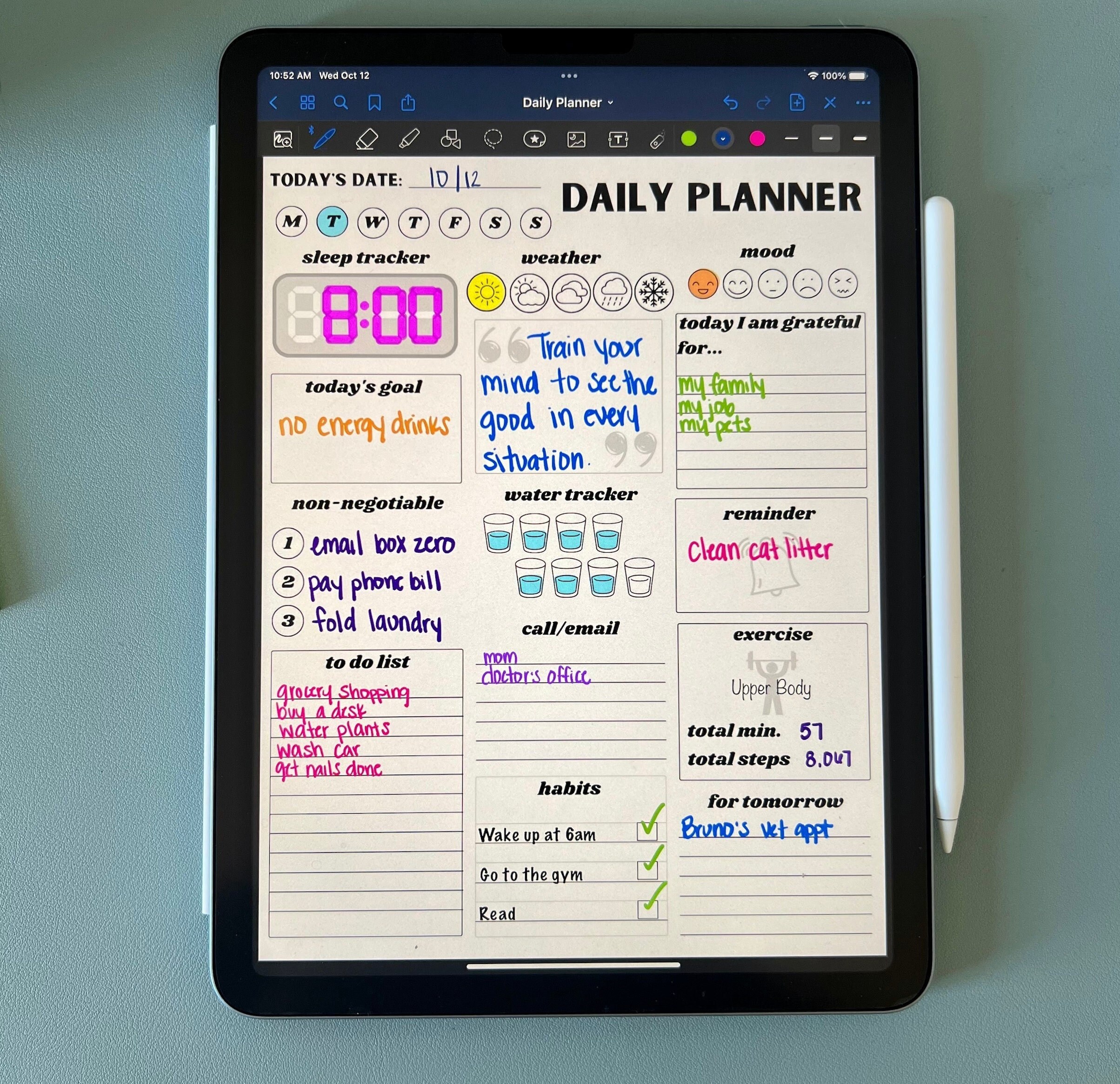 Digital Daily Planner for Goodnotes, Notability, Etc. on iPad | Undated ...