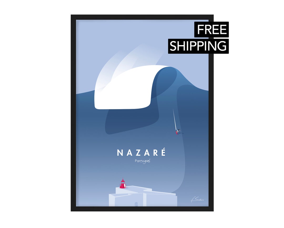 Framed Nazare Poster | Surf Poster | Nazare Portugal Print | Wave ...