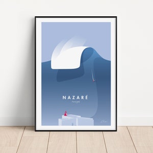 Nazare Poster Surf Poster Nazare Portugal Print Wave - Etsy