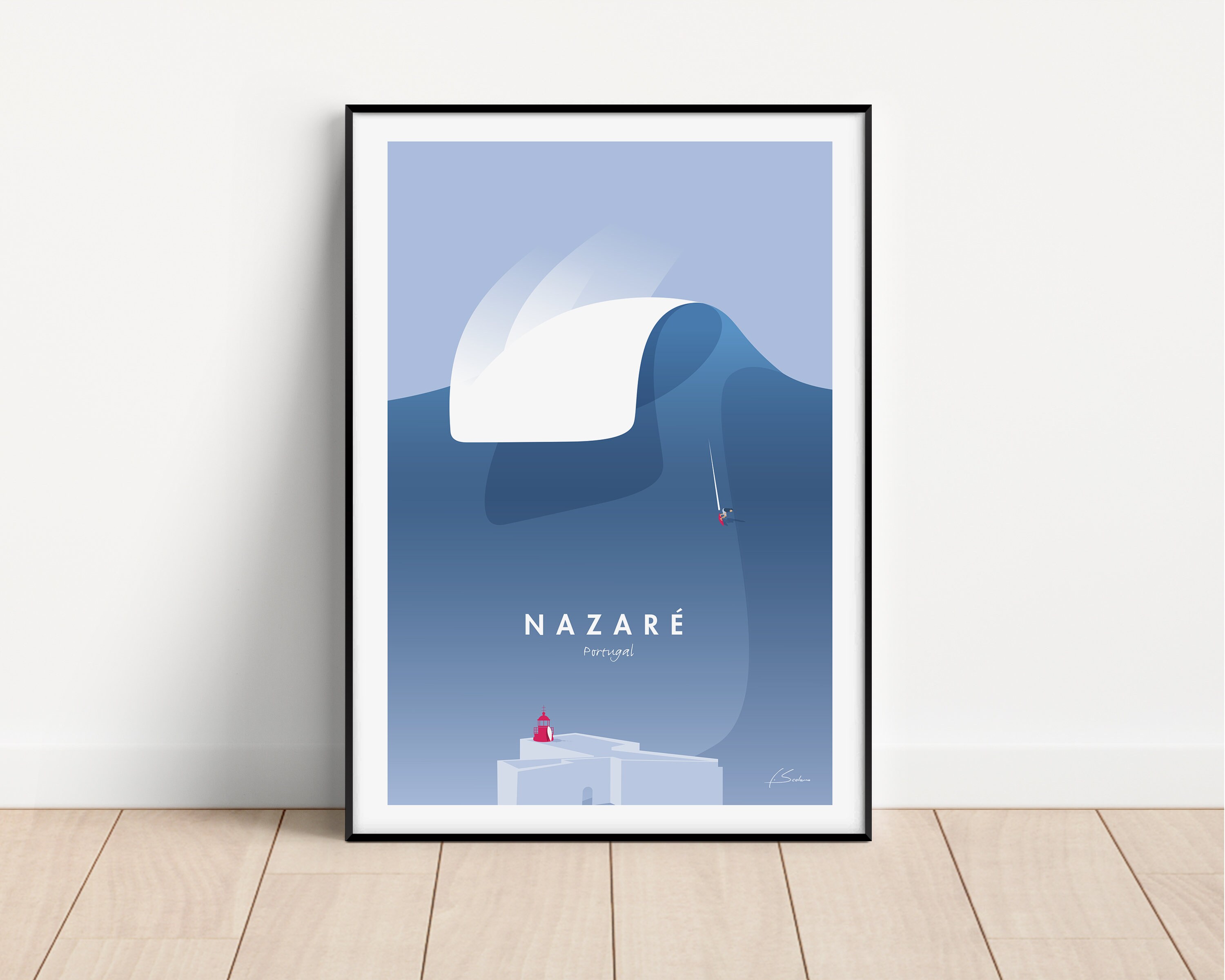 Nazare Poster | Surf Poster | Nazare Portugal Print | Wave Vintage Surf ...