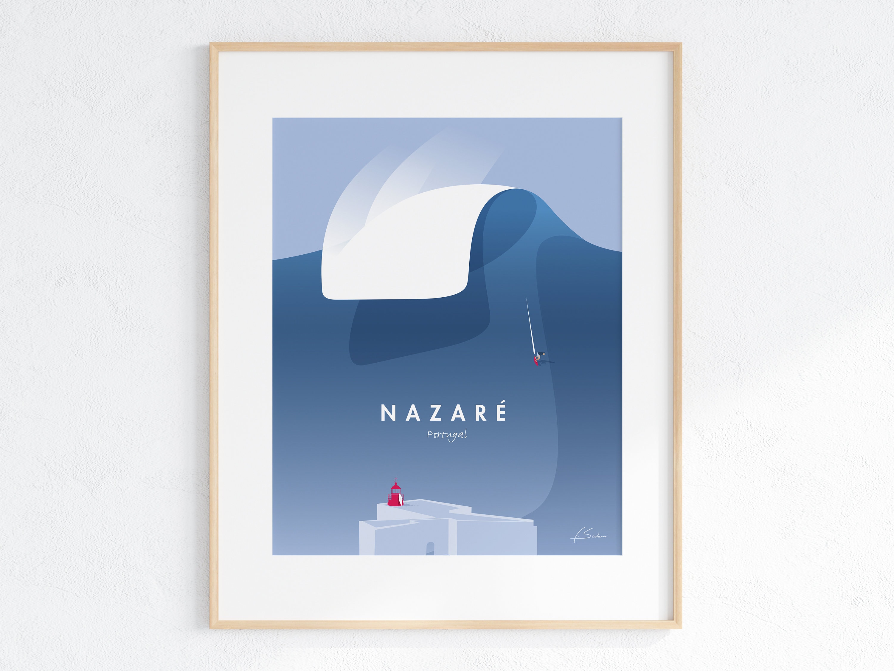 Nazare Poster | Surf Poster | Nazare Portugal Print | Wave Vintage Surf ...