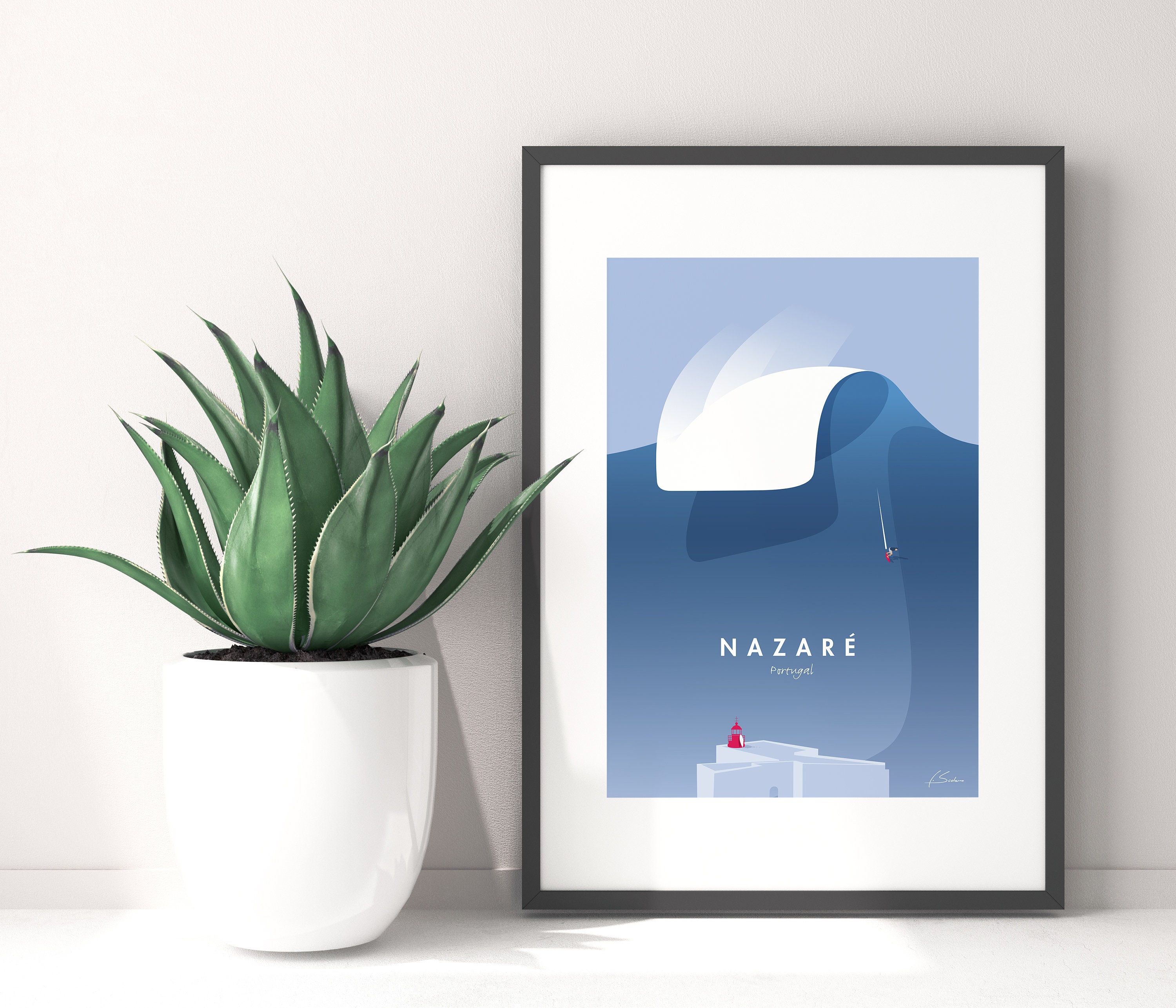 Nazare Poster | Surf Poster | Nazare Portugal Print | Wave Vintage Surf ...
