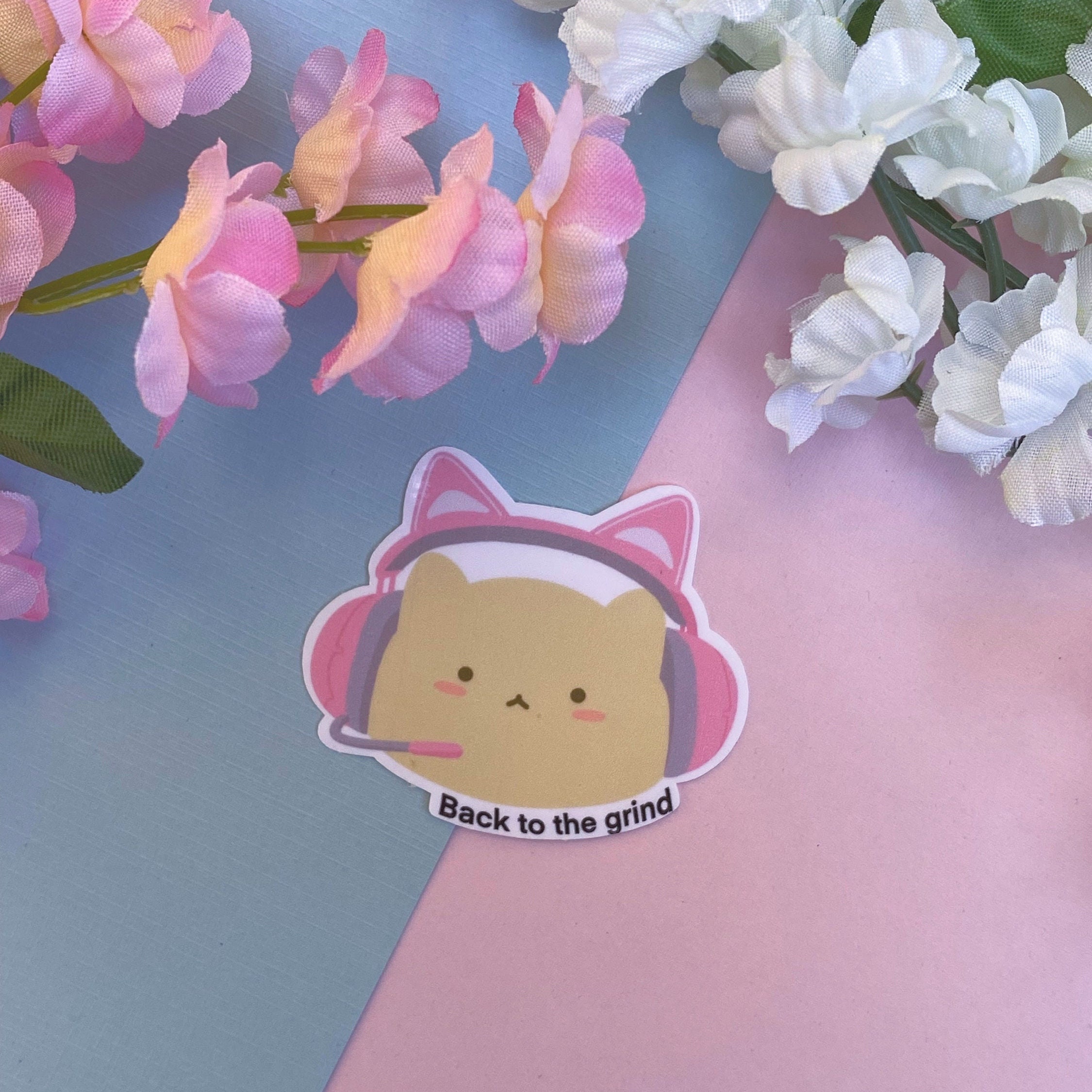 Glossy Vinyl Die Cut Sticker Cute Gamer Cat Headset Meme - Etsy