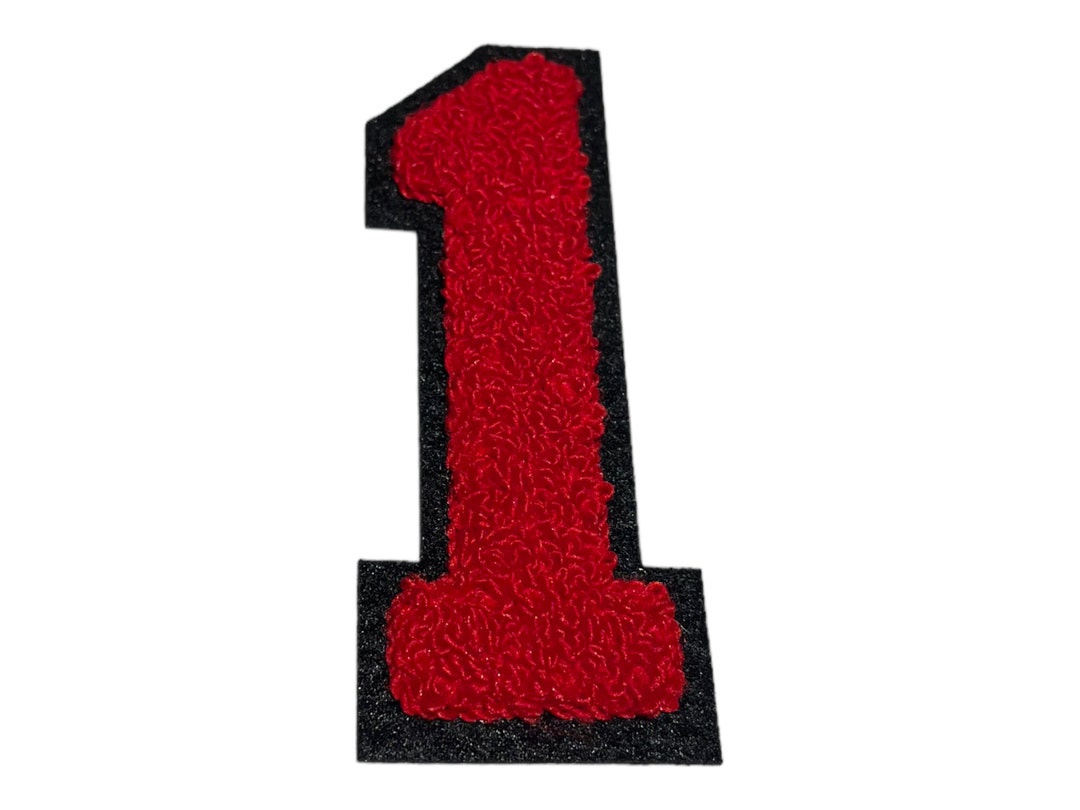 Chenille Number Patches Red and Black - Etsy