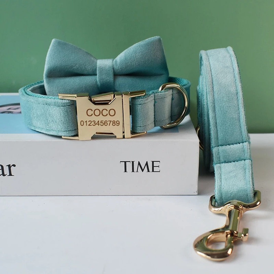 Personalized Dog Collar and Leash Set- Engraved, Handmade, Small to ...