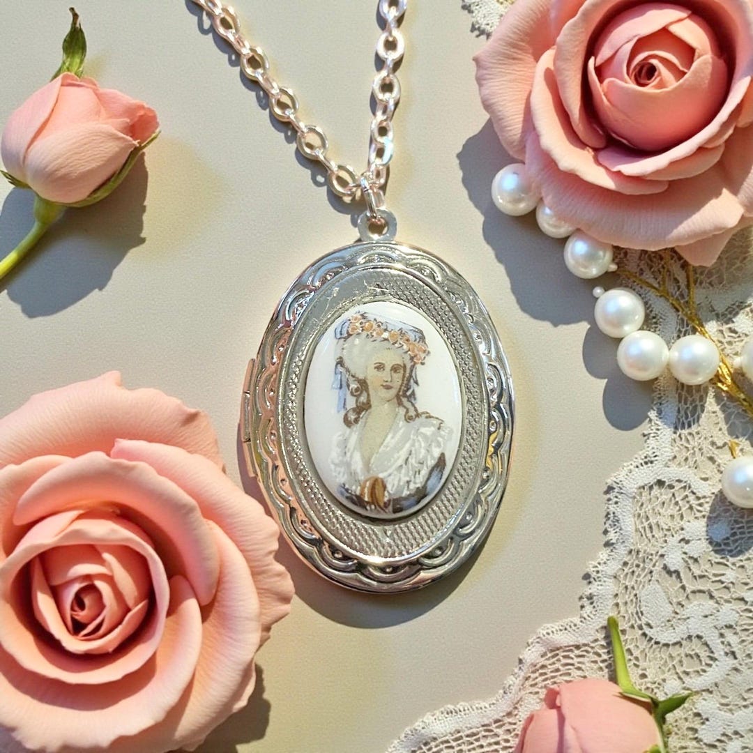 Marie Antoinette Silver Cameo Locket Necklace, Elizabeth Bennet ...