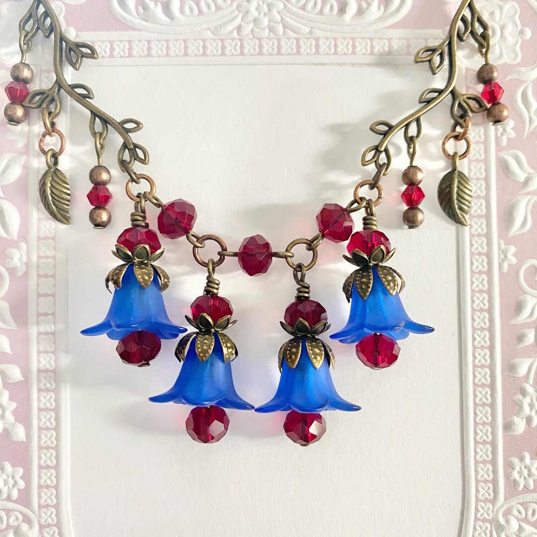 Art Nouveau Necklace Art Deco Necklace Victorian Necklace Midnight Blue ...