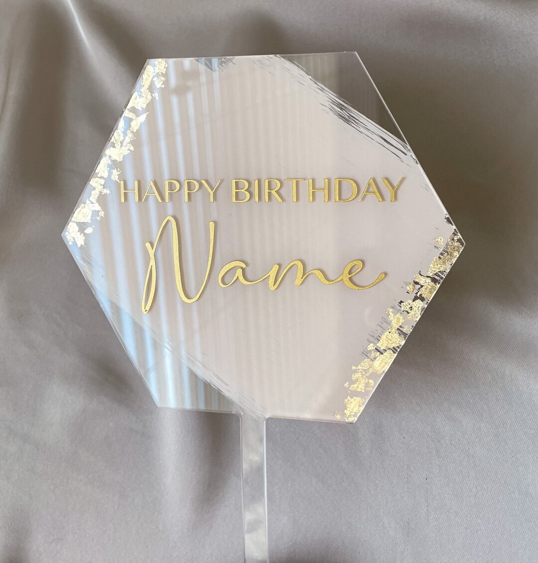 Custom Acrylic Cake Topper| Personalized Cake Topper | Hexagon Cake ...