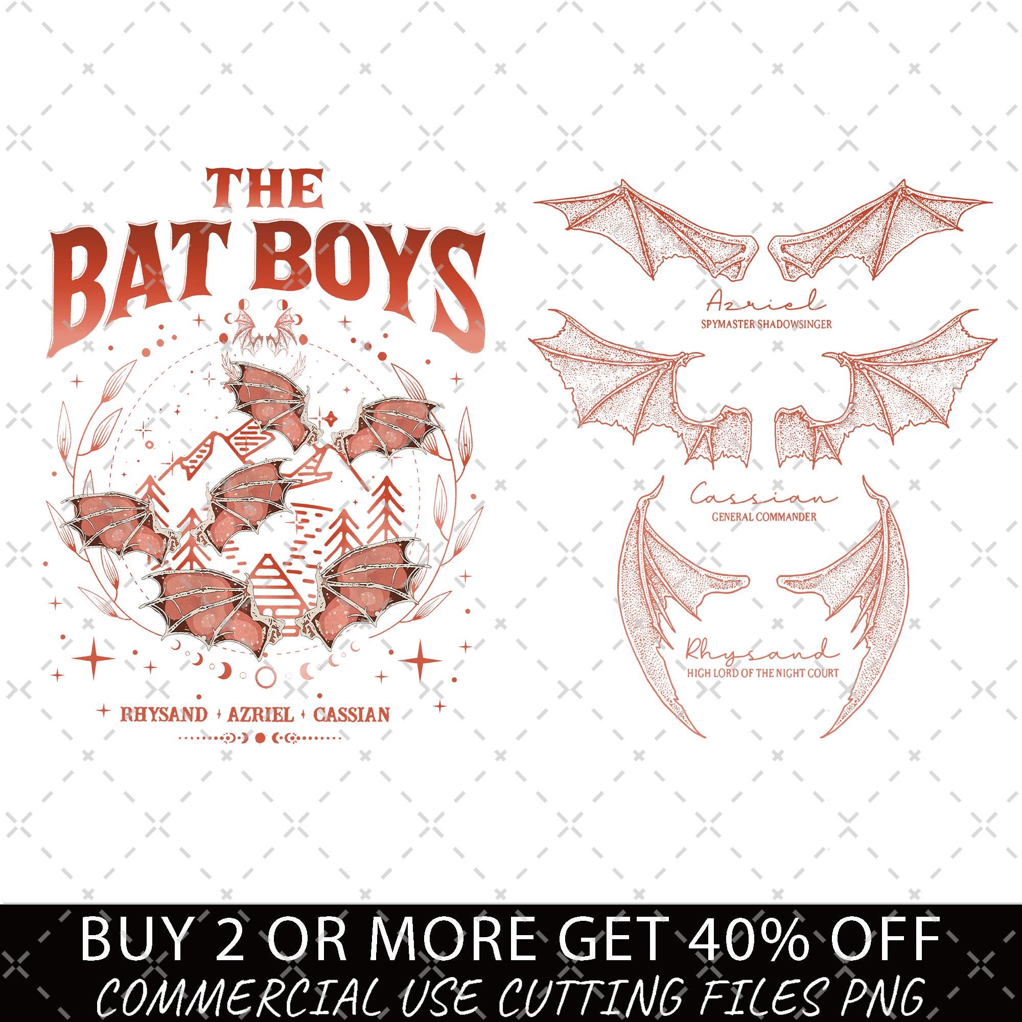 The Bat Boys Png, Vintage Acotar Bookish Png, the Night Court Illyrians ...