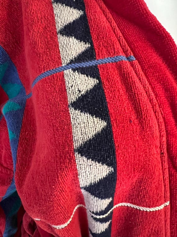 90s Aztec geometric Terry Robe great color combinatio… - Gem