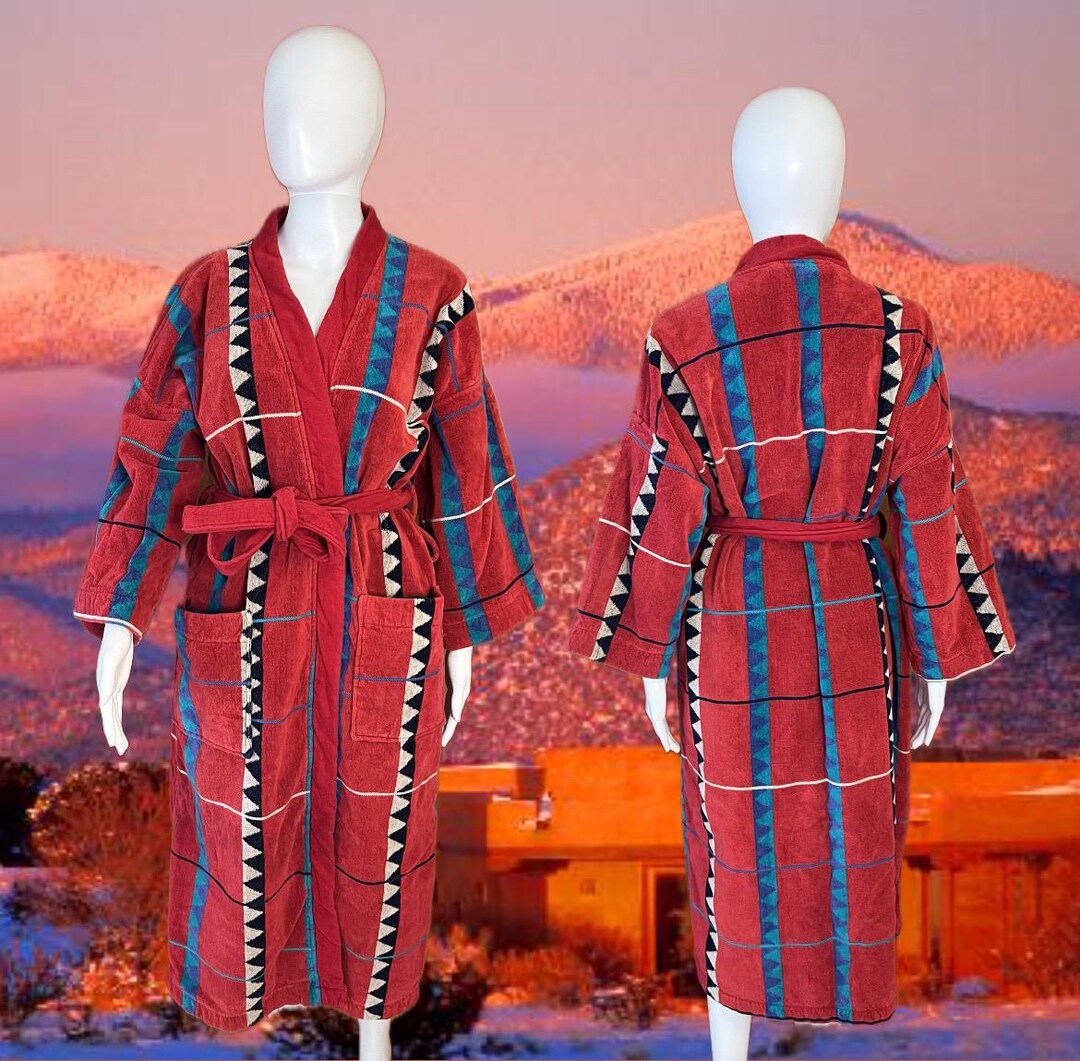90s Aztec Geometric Terry Robe Great Color Combination/ No Label/ Some ...