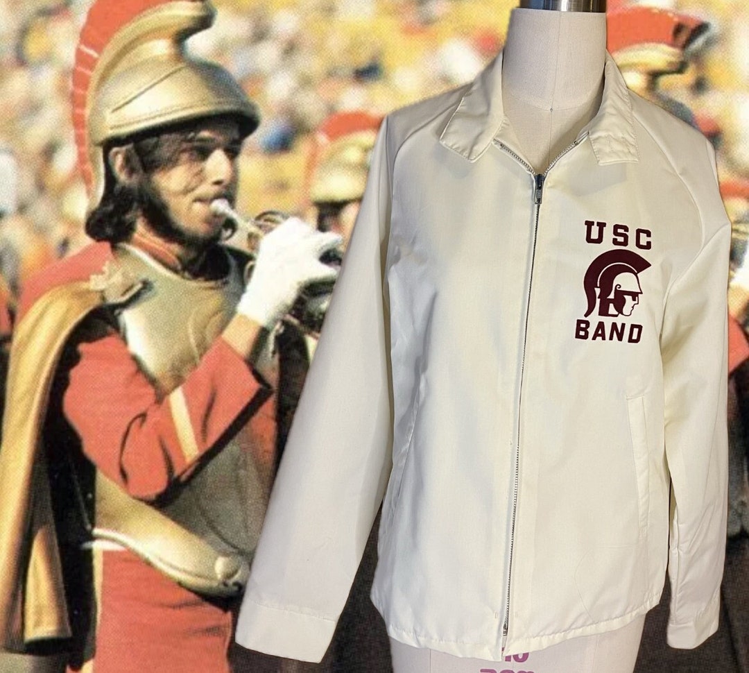 70s USC Band Jacket Poly/cotton With Flocked Velvet Trojan Logo ...
