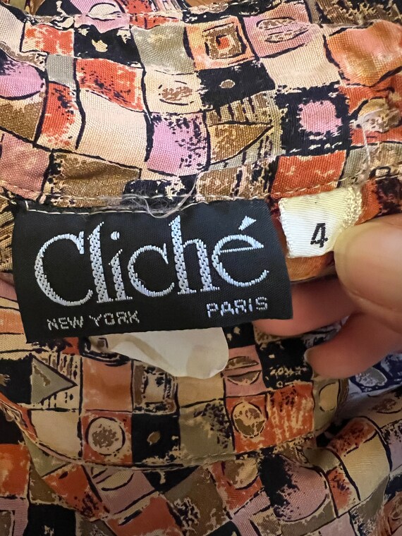 80s magical Cliche’ of Paris dress with geometric pat… - Gem
