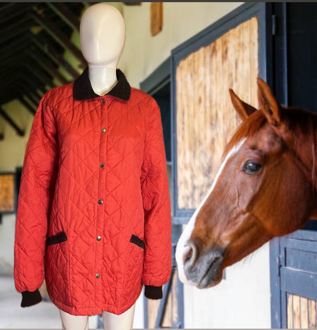 90’s Quilted Barn Jacket With Corduroy Collar and Trim by Kenar Finely ...