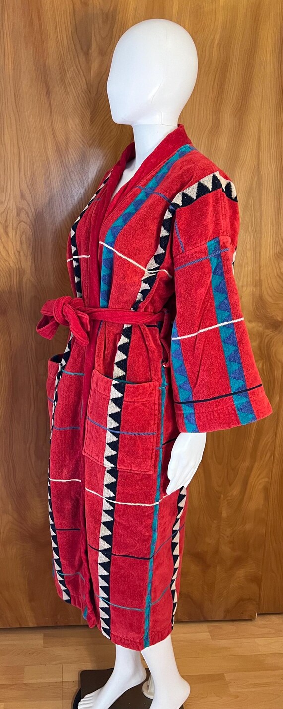 90s Aztec geometric Terry Robe great color combinatio… - Gem