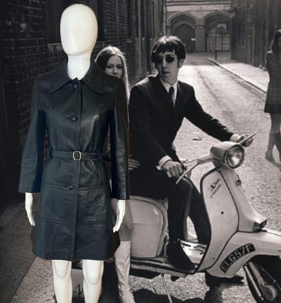 60’s Perfect Mod jacket with tiered leather design wi… - Gem
