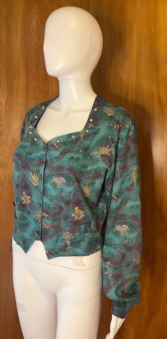90s Native American symbols Rodeo queen Roper blouse!… - Gem