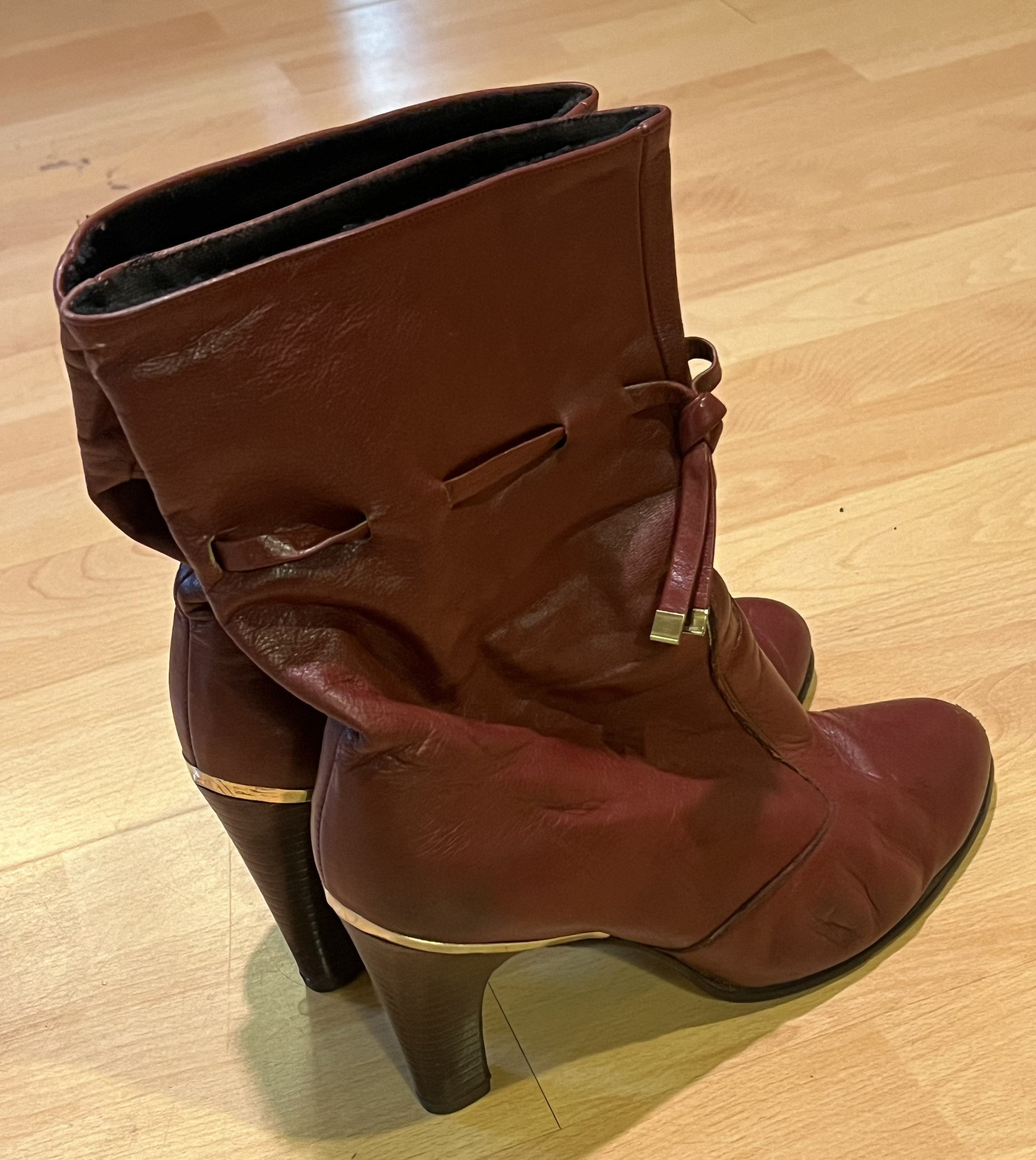 Super Foxy 70s Calf Boots With Lariat Detail and Gold Accents ...