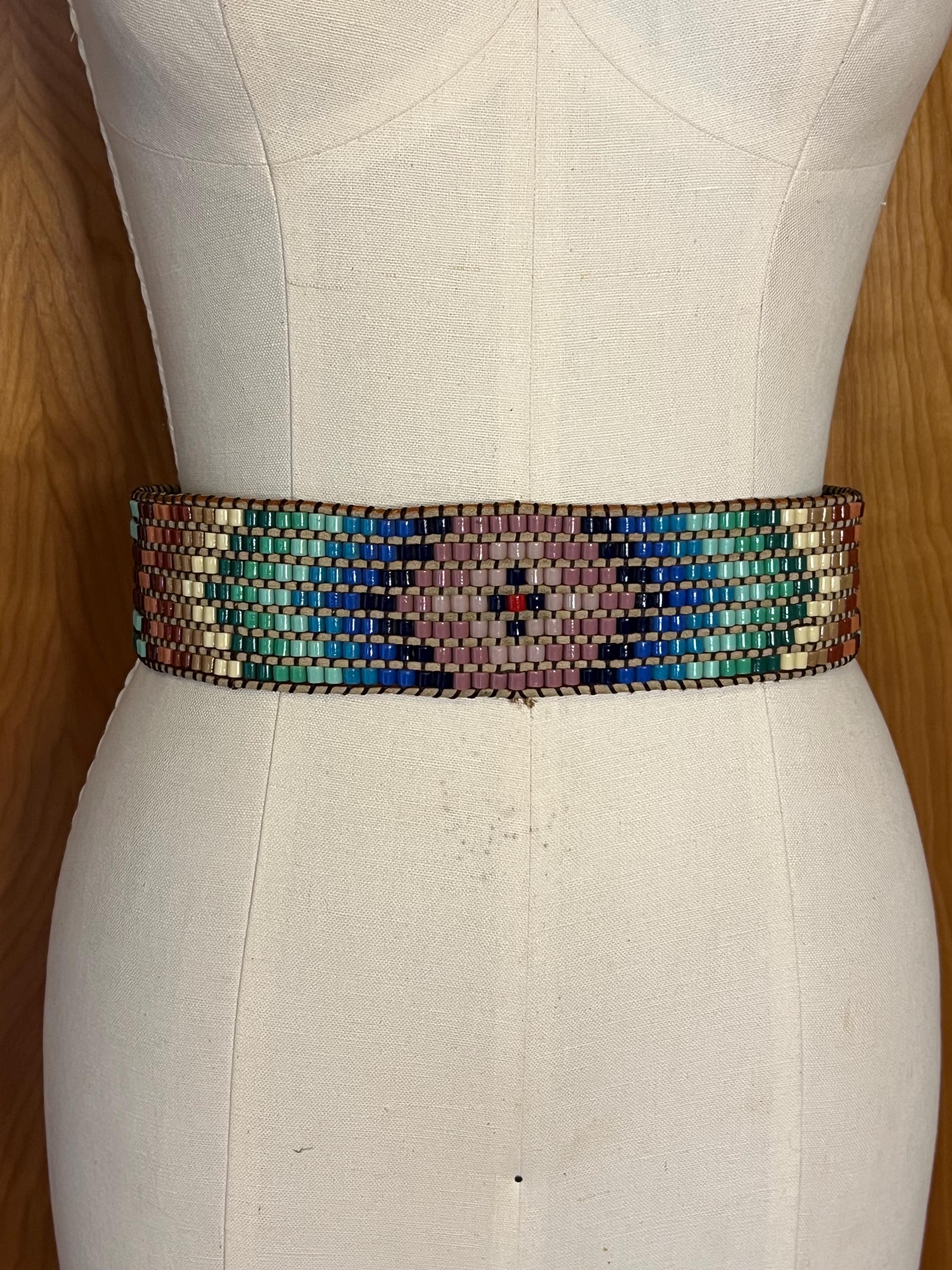 60s Handmade Ultimate Hippy Beaded Belt With Ankh Design and Rainbow ...