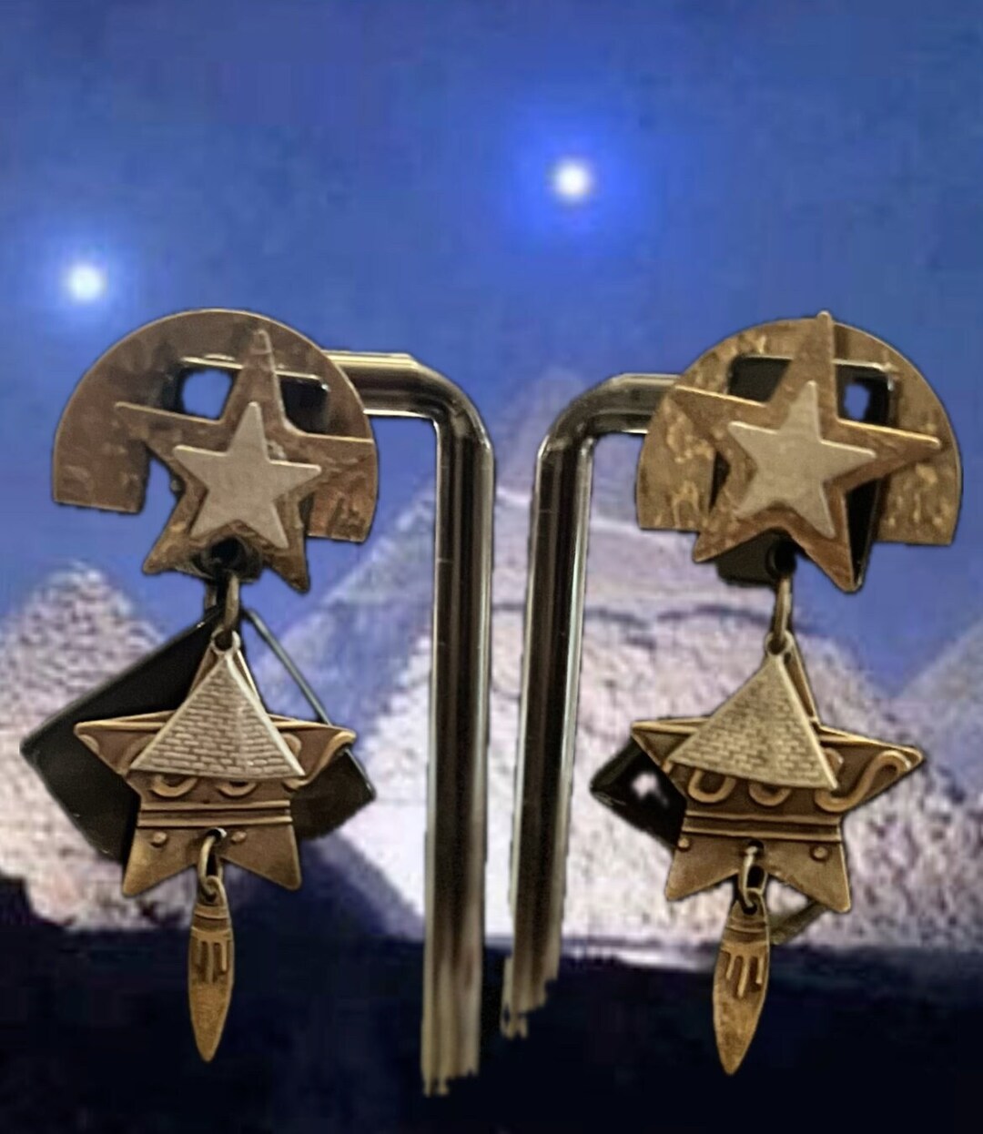 90s Pyramid and Star Dangler Earrings They Have so Many Fun Details ...
