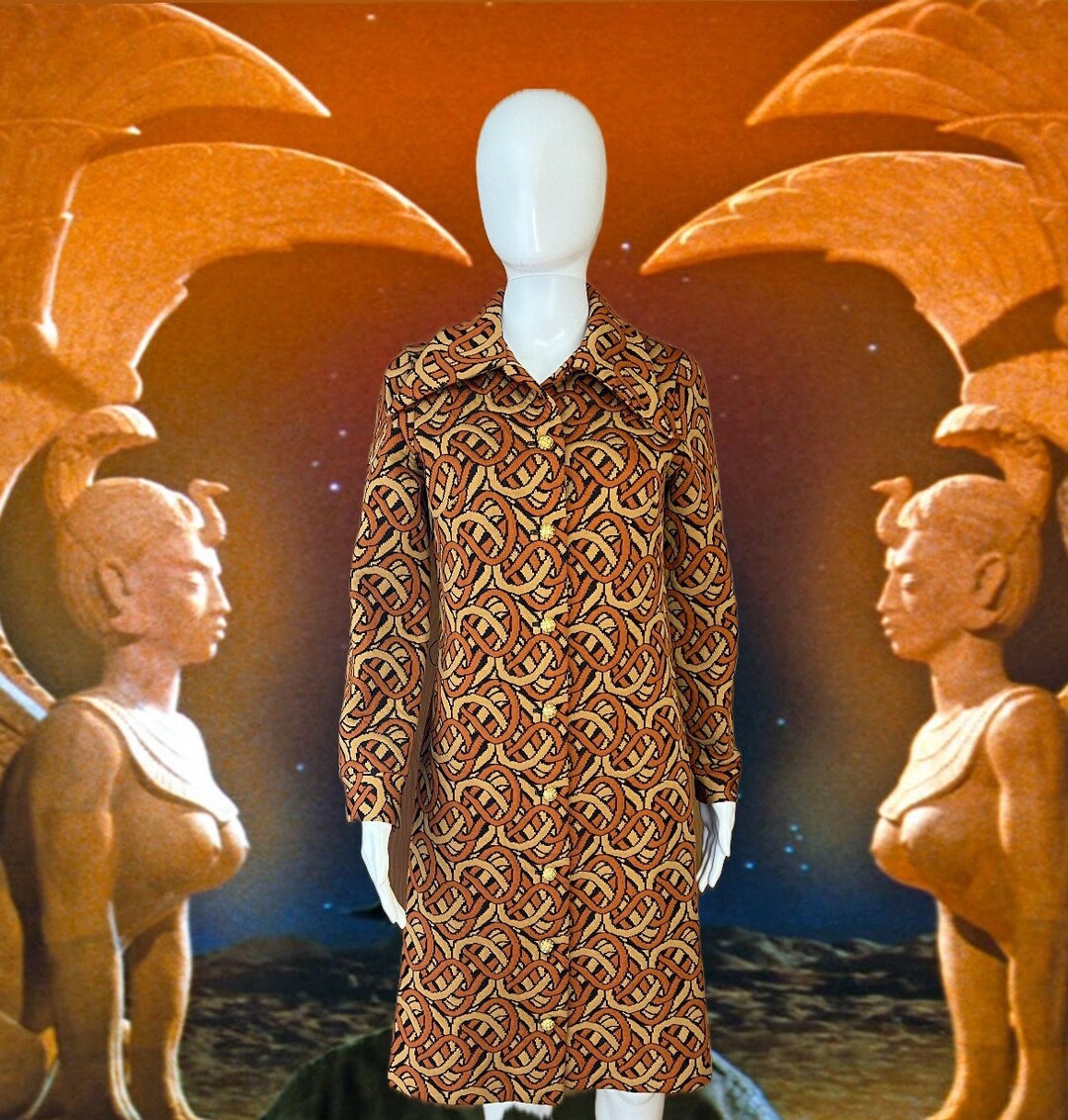 Amazing 60s Textured Orange Print Mod Dress by BELFRY by Gerald Pierce ...
