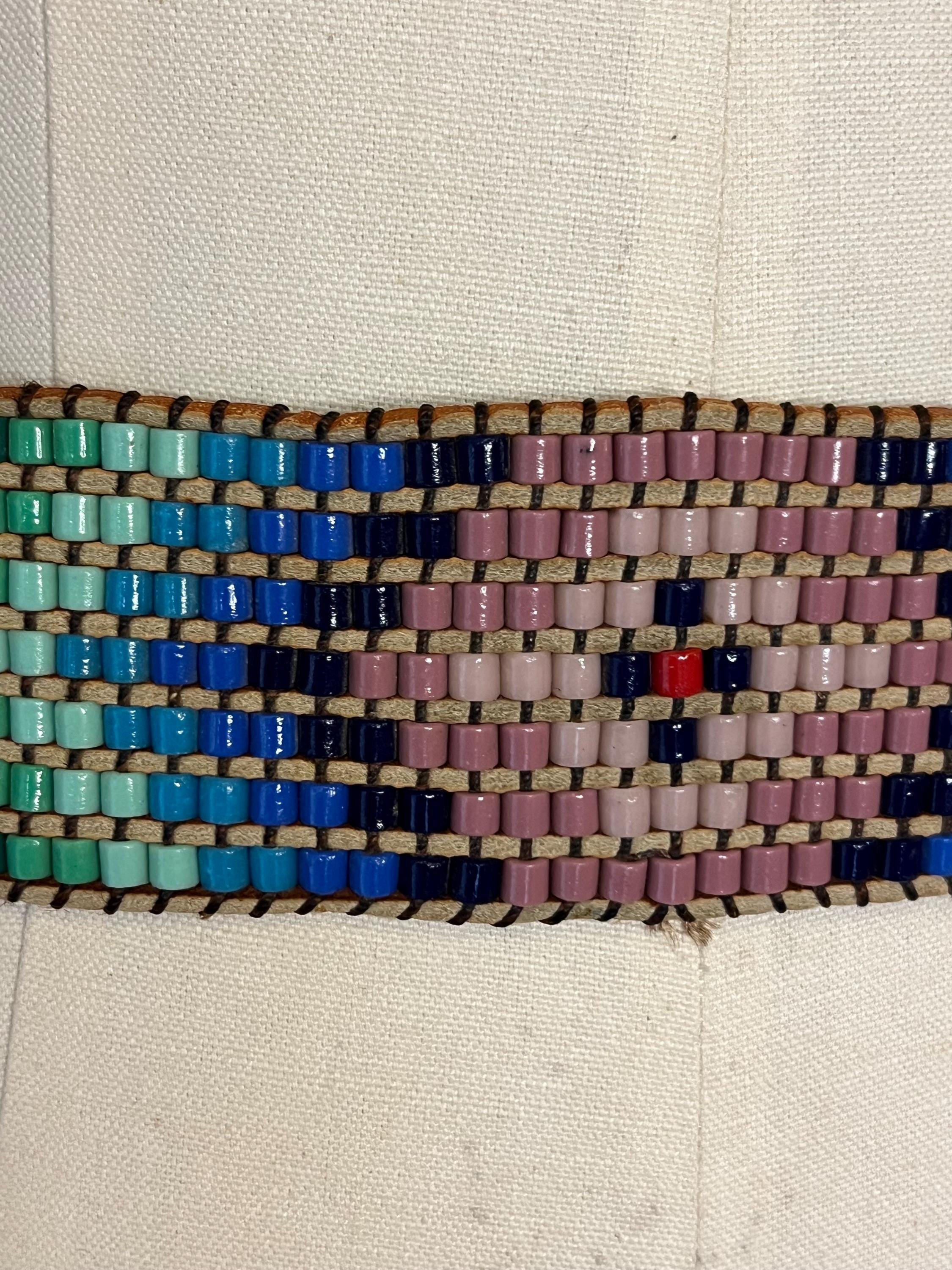 60s Handmade Ultimate Hippy Beaded Belt With Ankh Design and Rainbow ...