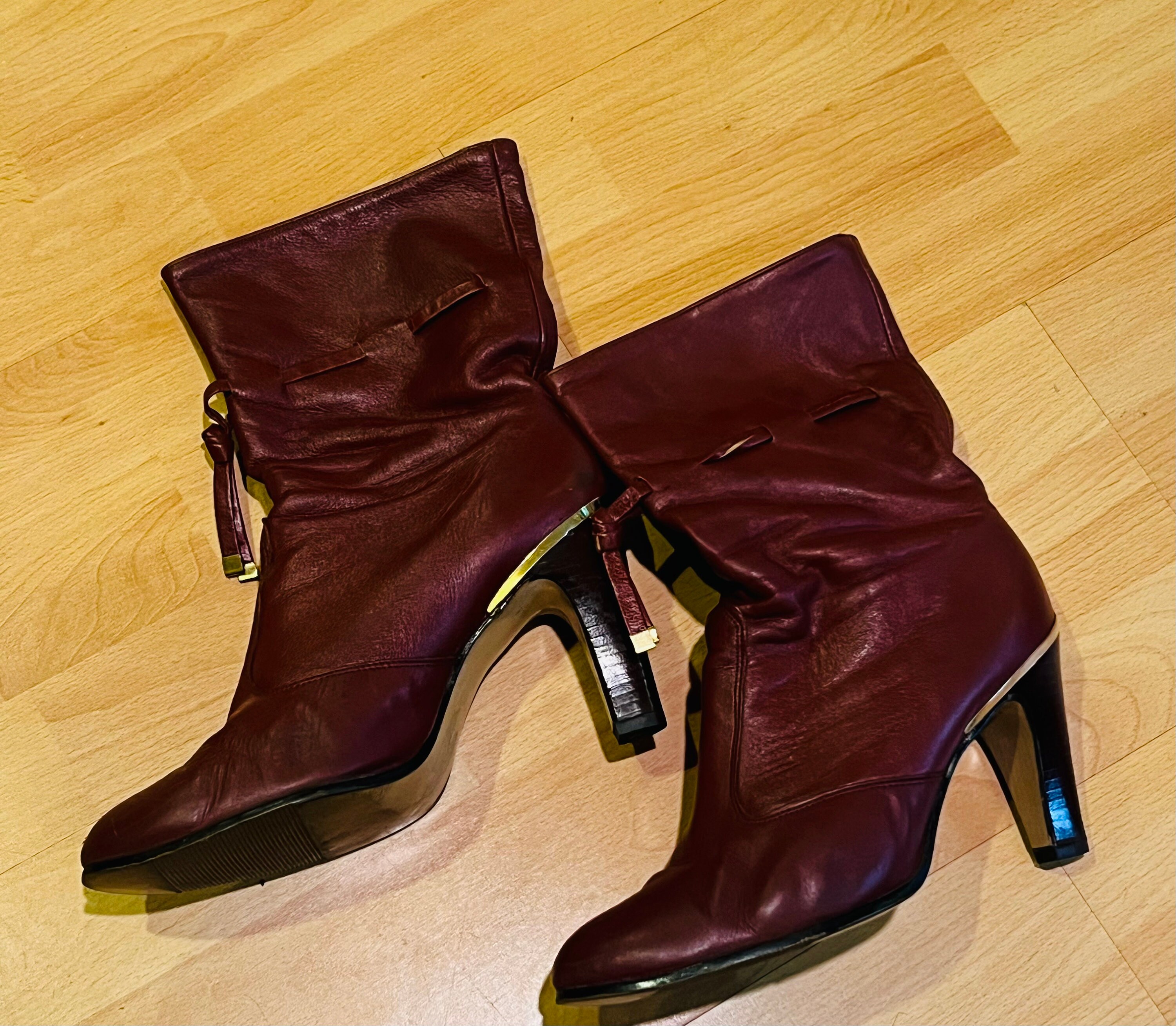 Super Foxy 70’s Calf Boots With Lariat Detail and Gold Accents ...