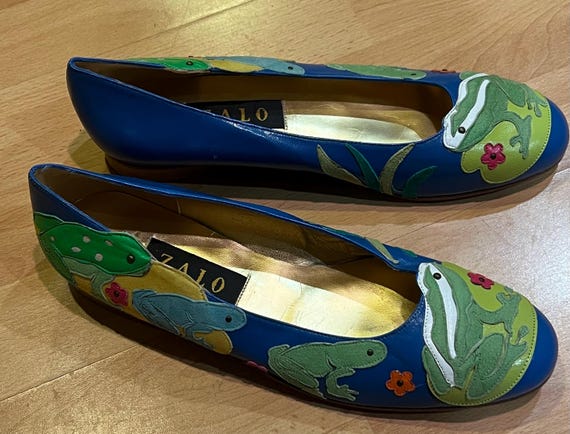 Zalo Novelty frog and lily pad ballet flats in dead s… - Gem